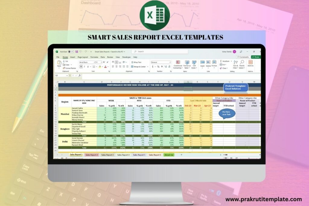 Smart Sales Report Excel Templates | Free Download | High Quality Excel ...